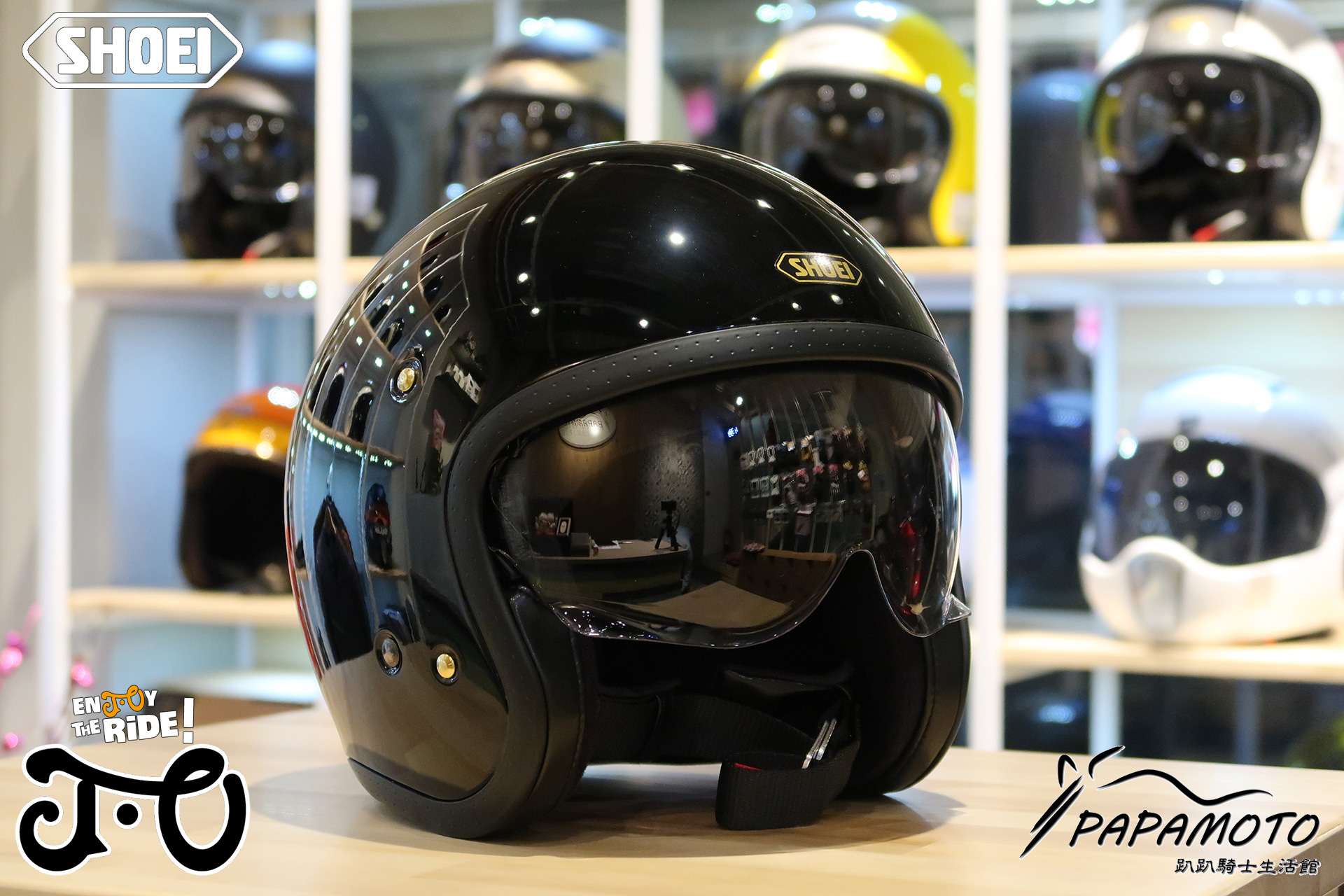 SHOEI JO 復古安全帽 黑色 – 趴趴騎士生活館=網路商店