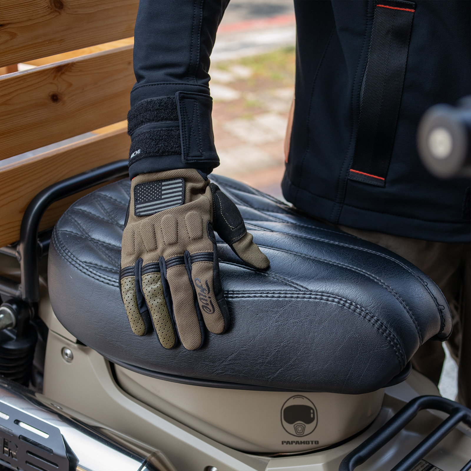 FIVE SCRAMBLER 復古騎士手套 – 卡其綠色 – 趴趴騎士生活館=網路商店